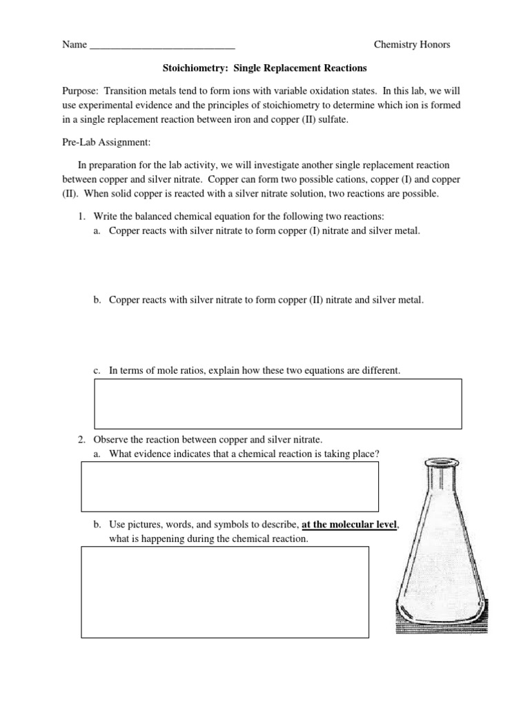 Iron and Copper II Sulfate Reactions Lab | PDF | Stoichiometry ...