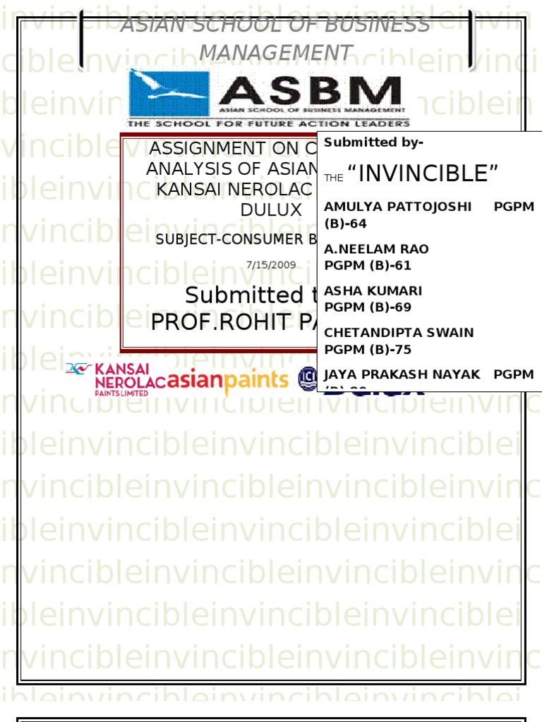 Assignment On Conjoint Analysis of Asian Paints | PDF | Acrylic Paint ...