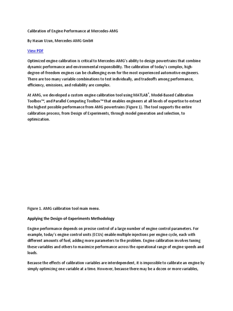 Calibration of Engine Performance at Mercedes | PDF | Calibration | Engines