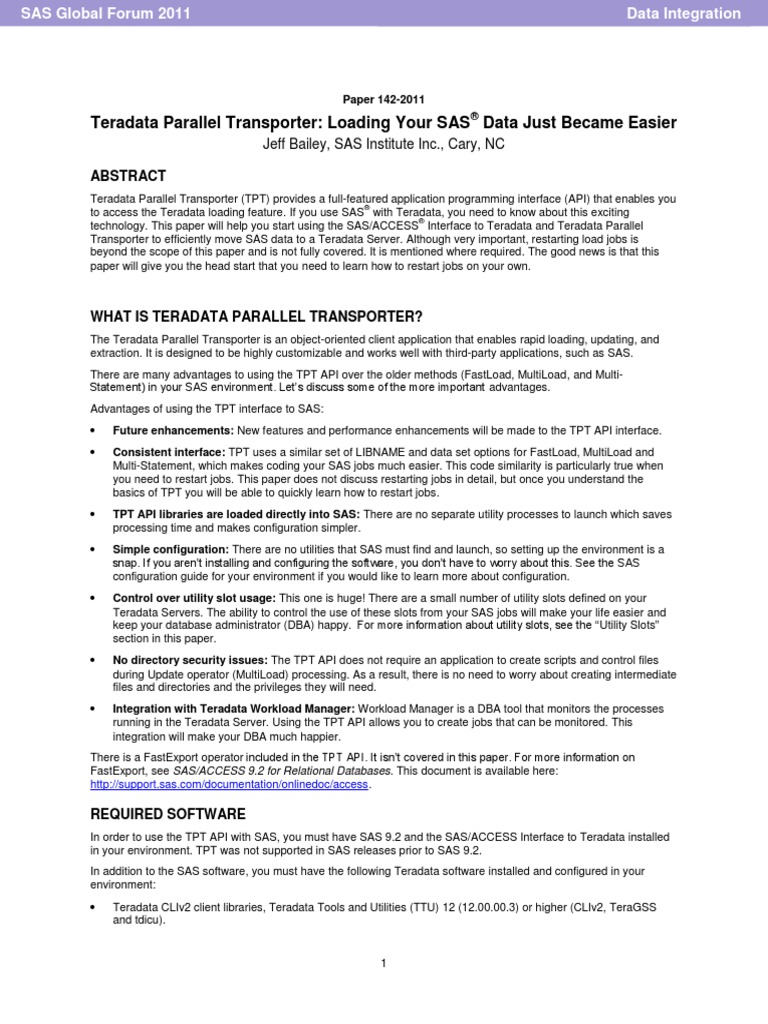 TPT - Sas | PDF | Sas (Software) | Application Programming Interface