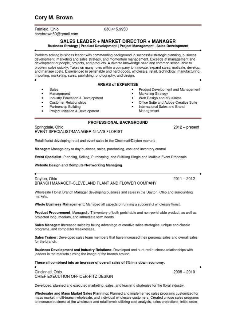 Cory M Brown Resume | PDF | Sales | Floristry