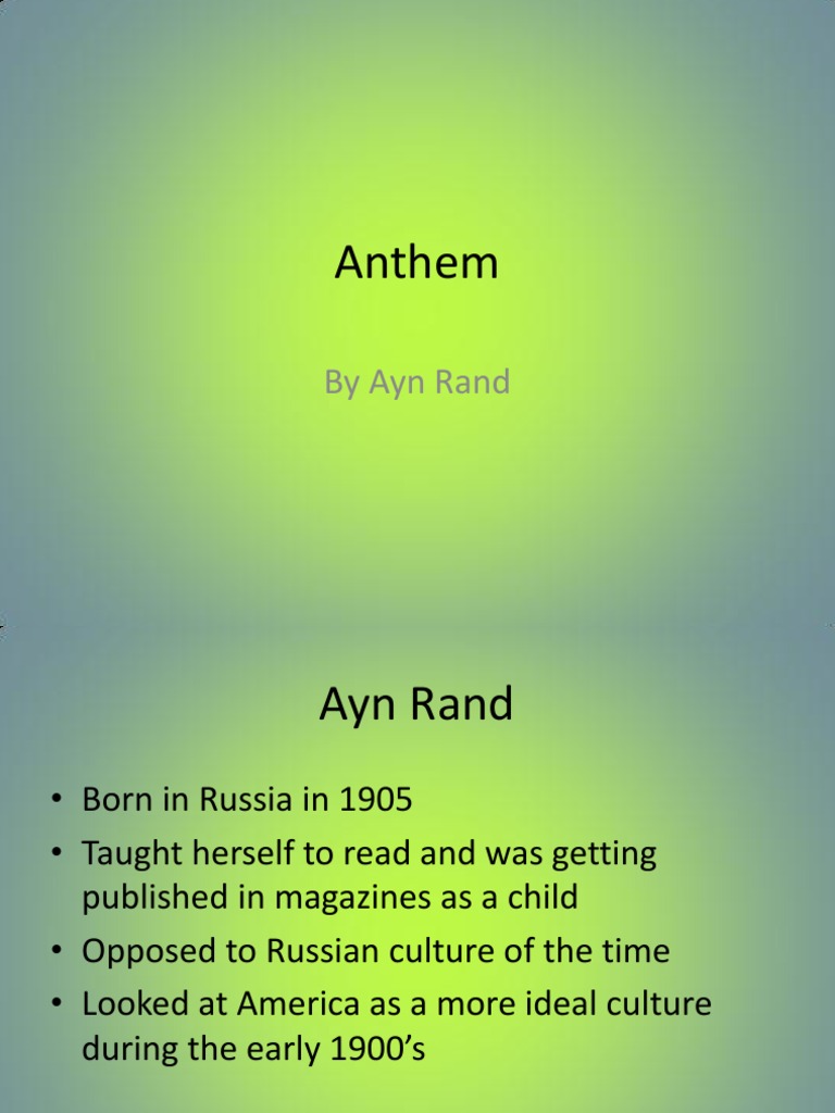Aynrand Anthem | PDF | Objectivism (Ayn Rand) | Philosophy