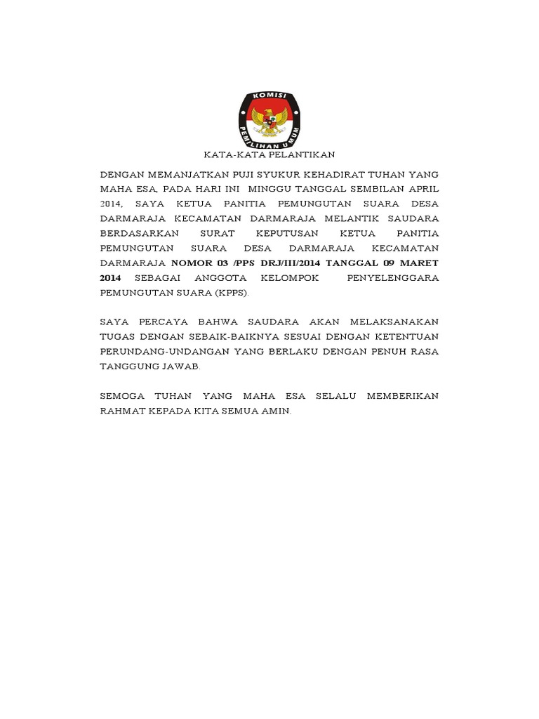 Naskah Pelantikan Dan Sumpah