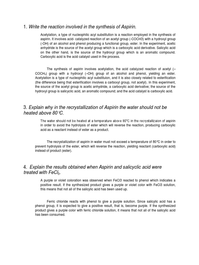 Synthesis, Isolation, Purification and Characterization of Aspirin ...