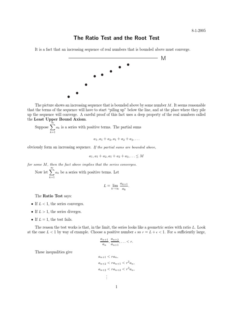 The Ratio Test and The Root Test | PDF | Series (Mathematics) | Ratio