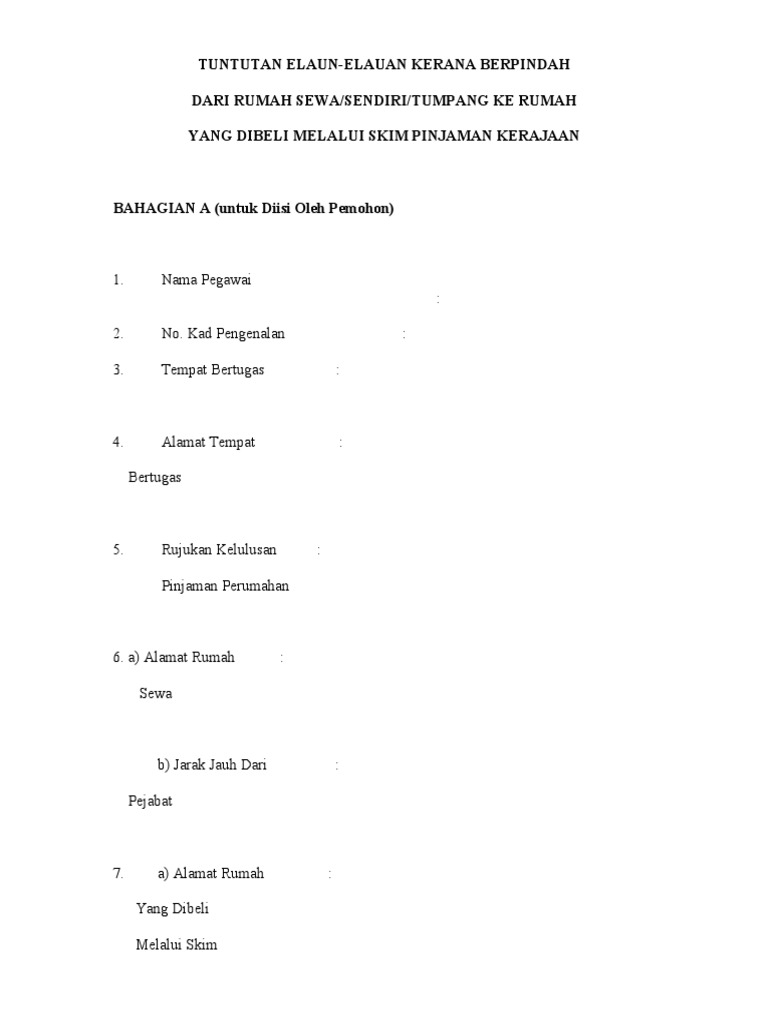 TUNTUTAN ELAUN Pindah Rumah Ke Rumah Sendiriborang Kosong | PDF