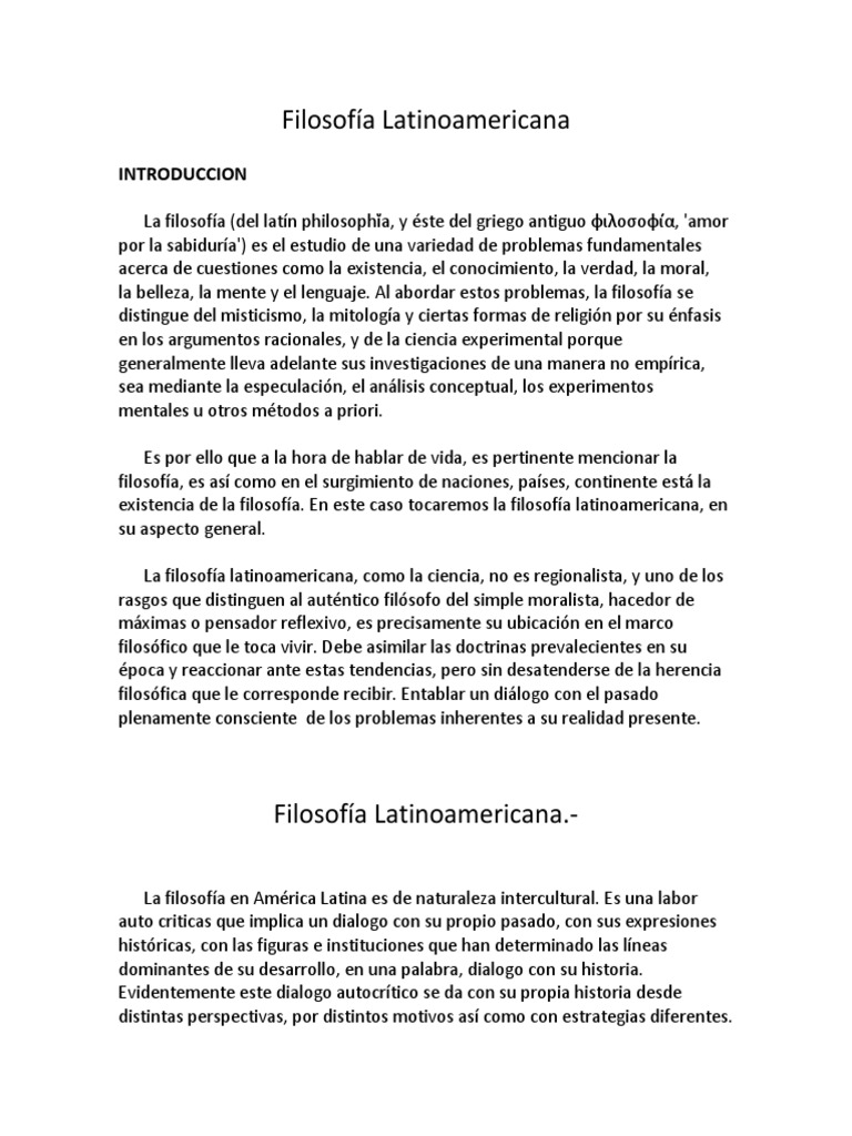 La evolución del pensamiento filosófico en América Latina: de la ...