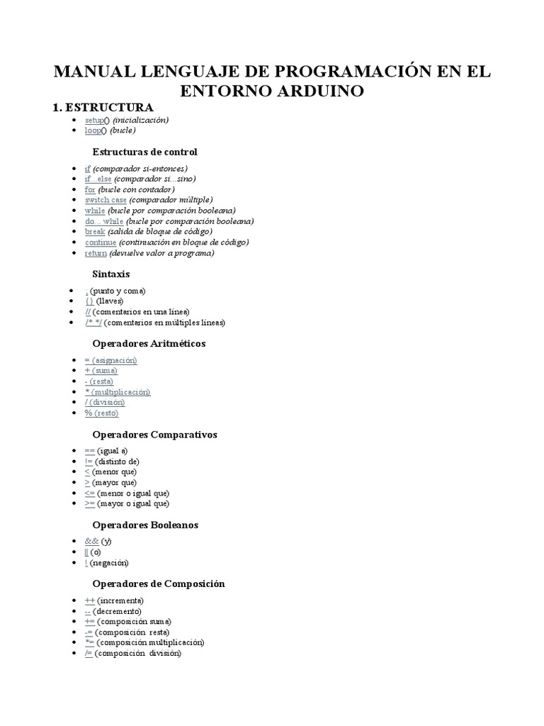 Lenguaje de Programación Arduino | PDF | Cadena (informática) | Poco