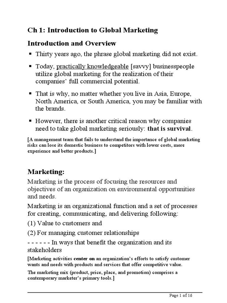 Introduction to Global Marketing Concepts | PDF | Competitive Advantage ...