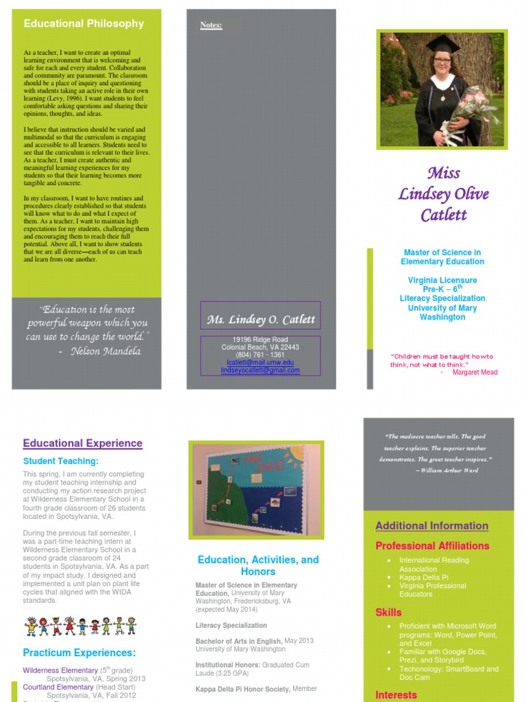 Teaching Job Brochure To Go With Resume | PDF | Teachers | Curriculum
