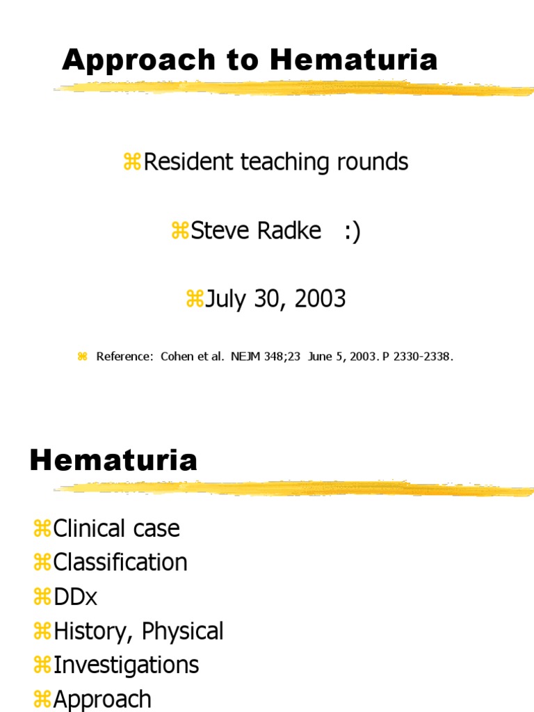 Approach To Hematuria | PDF | Kidney | Urinary Tract Infection