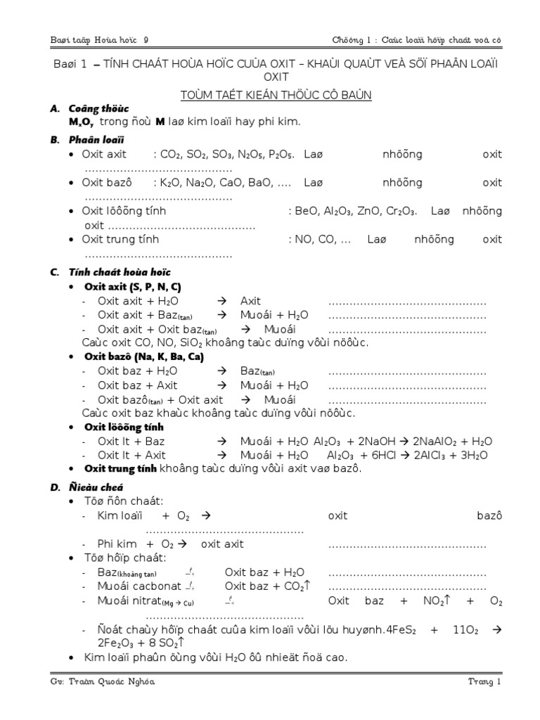 Bai 1 TCHH Oxit Day Them | Download Free PDF | Transition Metals ...