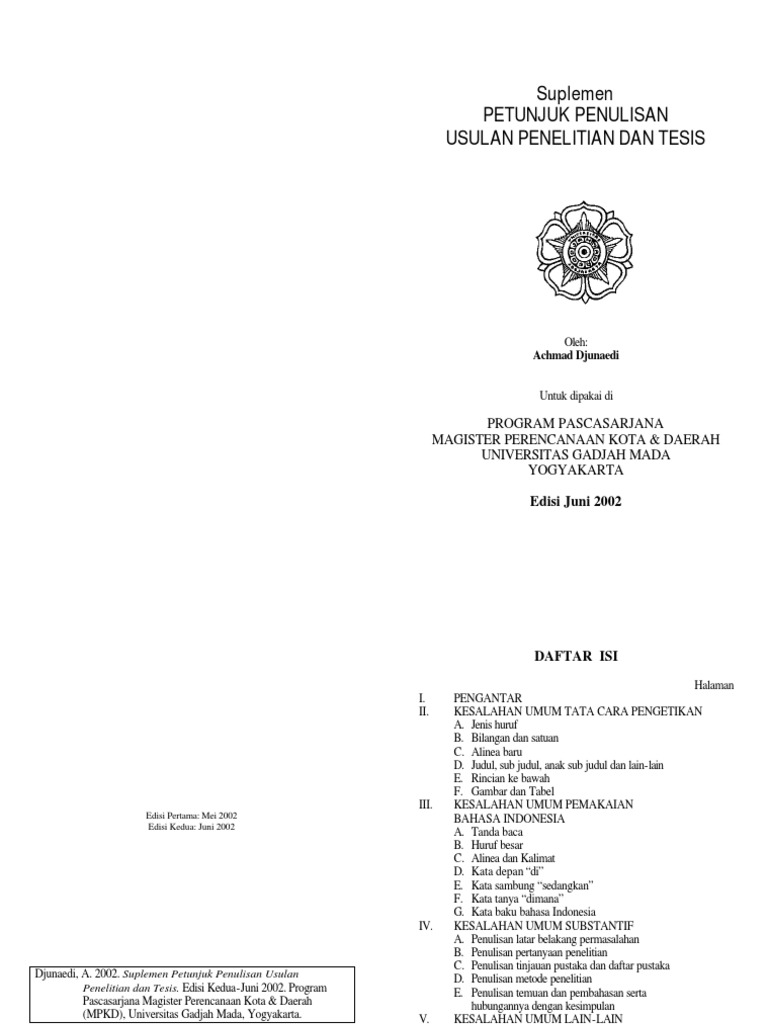 Petunjuk Penulisan Tesis UGM 2002 | PDF | Komputer