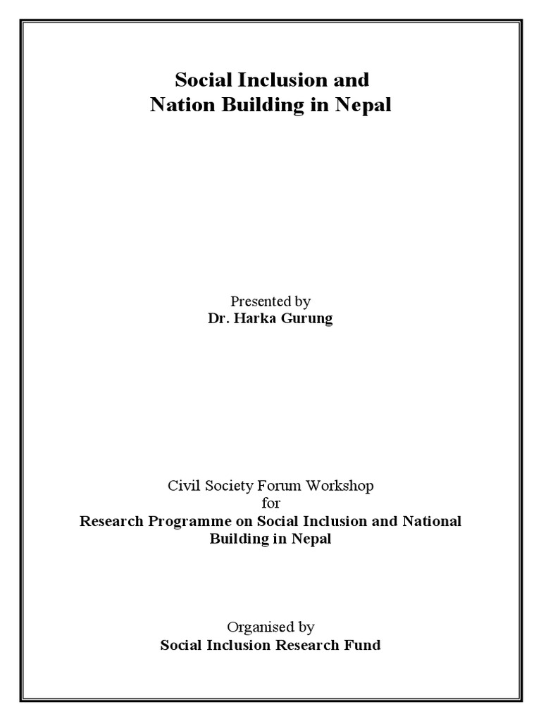 Social Inclusion in Nepal's Nation Building | PDF