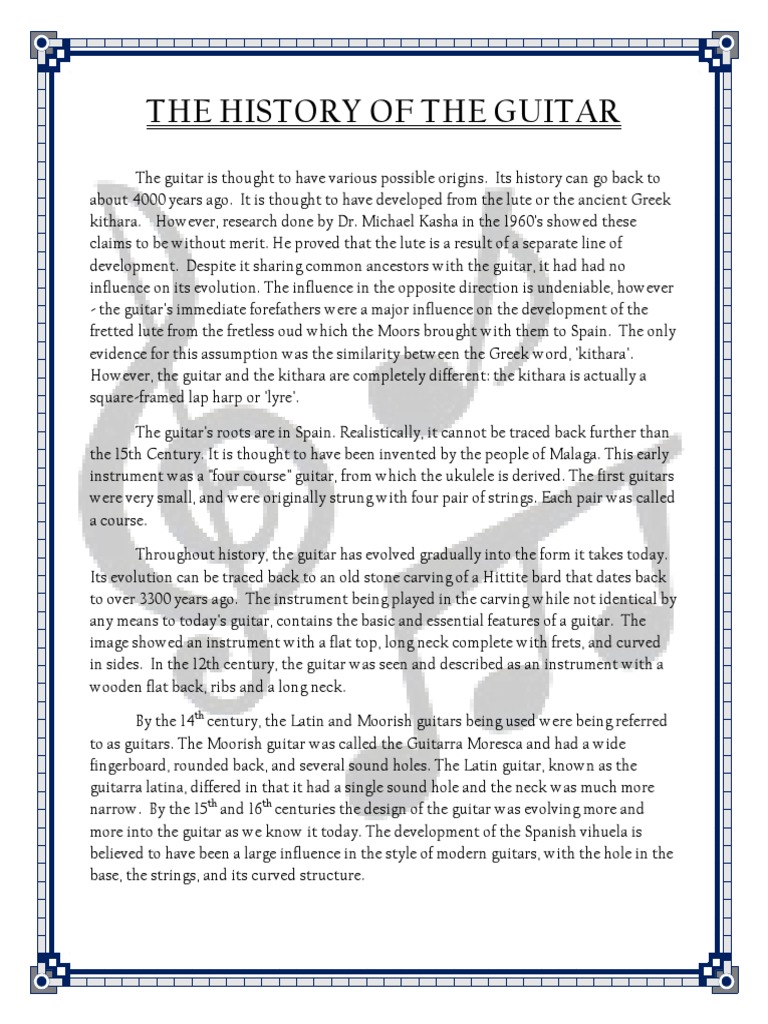 Music The History of The Guitar | PDF | Guitars | Musical Instruments