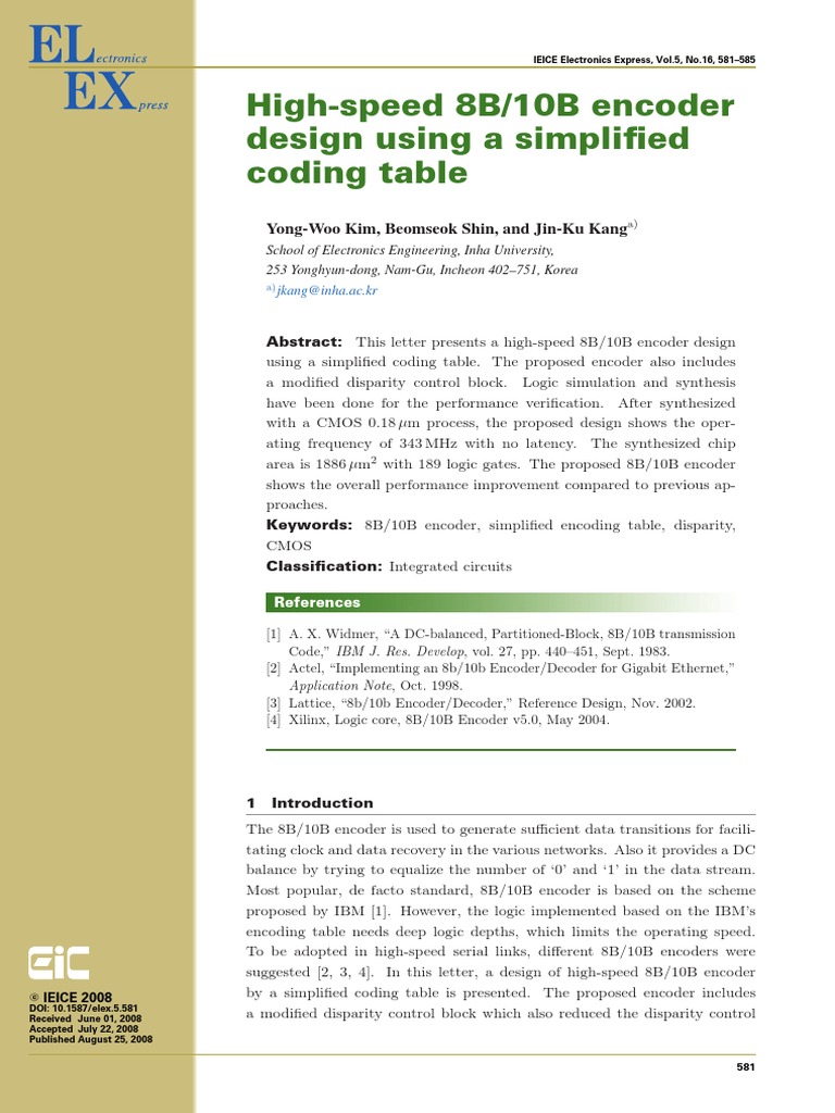 8b/10b encoding | Computer Engineering | Computer Hardware