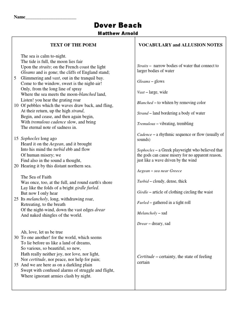 Dover Beach | PDF | Poetry