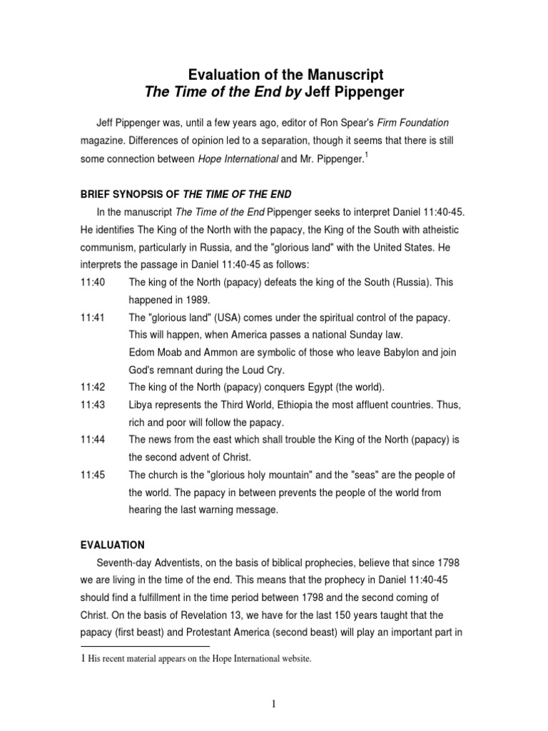 Evaluation of Jeff Pippenger | PDF | End Time | Adventism