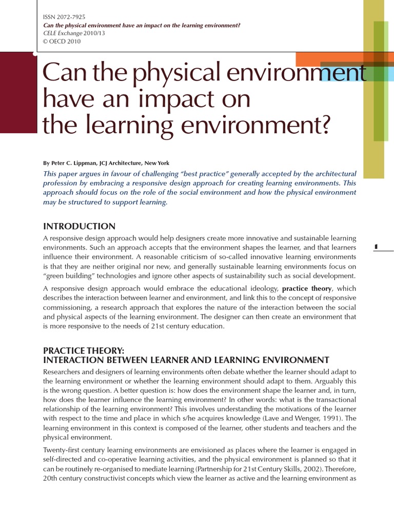 Can Physical Environment Impact Learning Environment | Organisation For ...