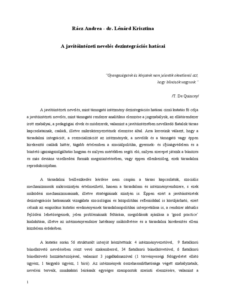 Racz Andrea Dr. Lenard Krisztina A Javitointezeti Neveles ...