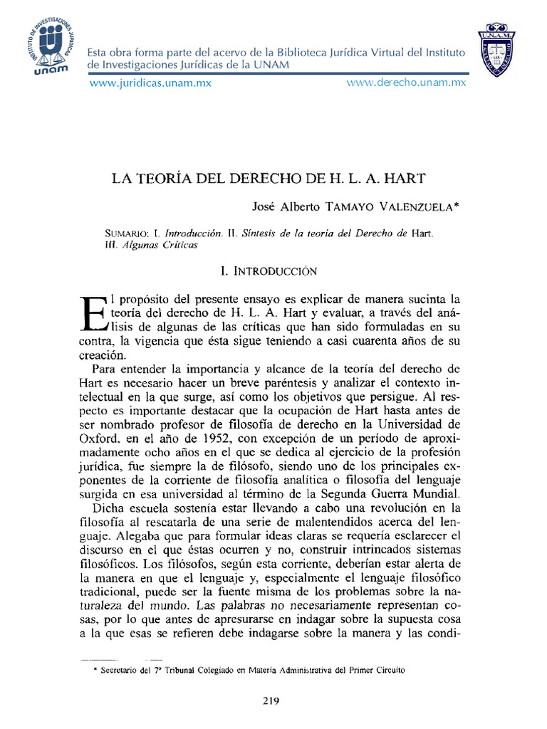 Teoría del Derecho de Hart: Análisis y Críticas | PDF | Comportamiento ...