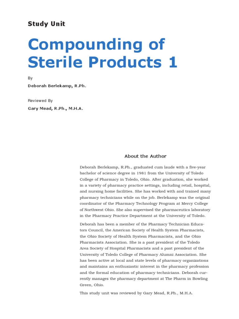 Compounding Sterile Products | PDF | Intravenous Therapy | Syringe