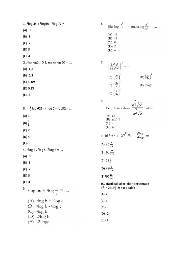 Kompilasi Soal 1 Exponen Dan Log | PDF