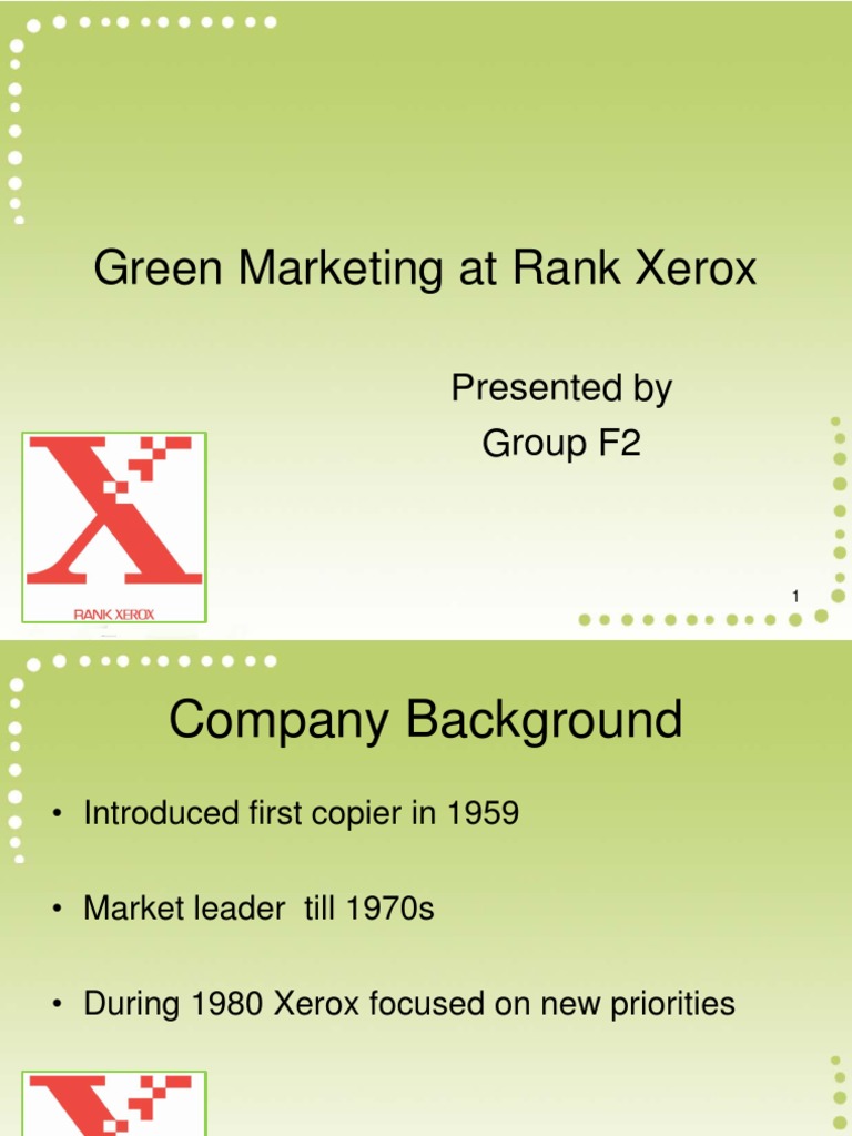 Green Marketing Strategy for Rank Xerox | PDF | Art