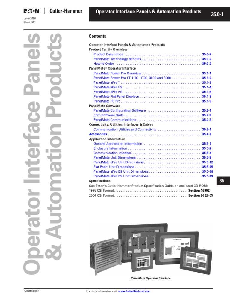Eaton Cutler-Hammer - Operator Interface Products | Download Free PDF ...