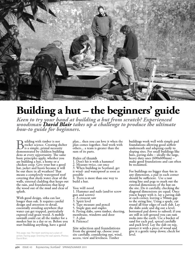 Building A Hut - The Beginners' Guide PDF | PDF | Framing (Construction ...