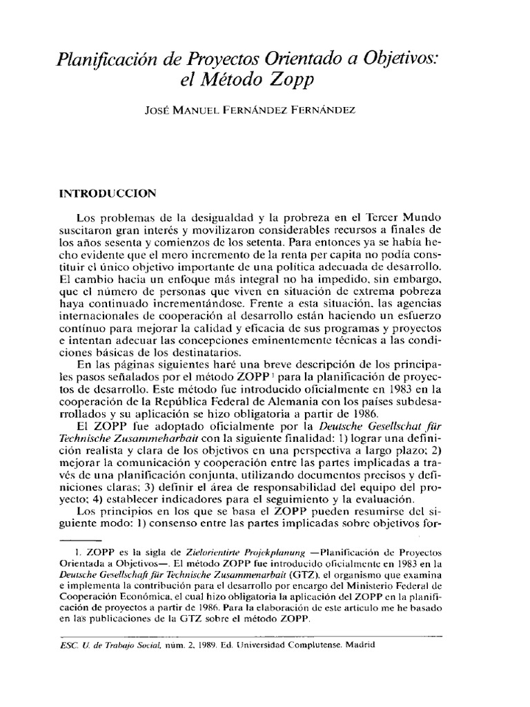 Metodo ZOOP PDF | PDF | Planificación | Toma de decisiones
