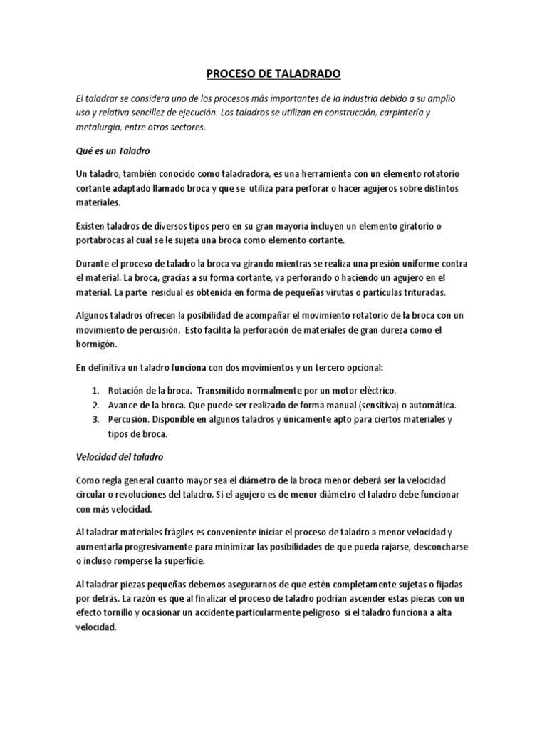 Proceso de Taladrado | Perforar | Herramientas | Prueba gratuita de 30 ...