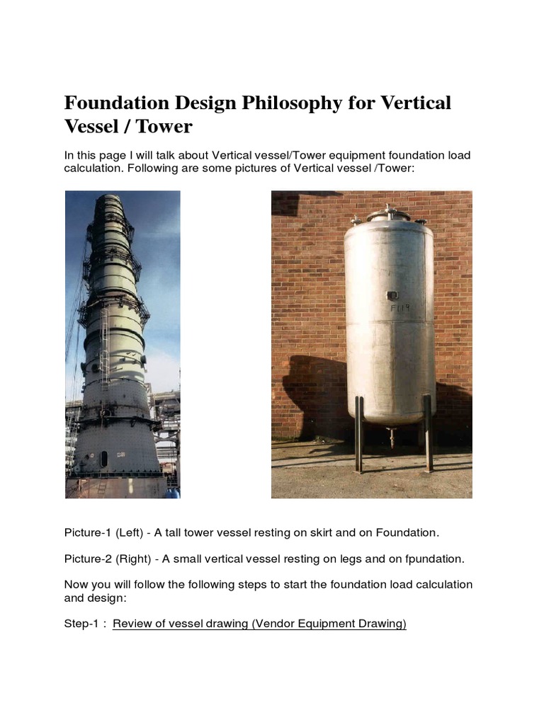 Foundation Design Philosophy For Vertical Vessel | PDF | Anchor | Screw