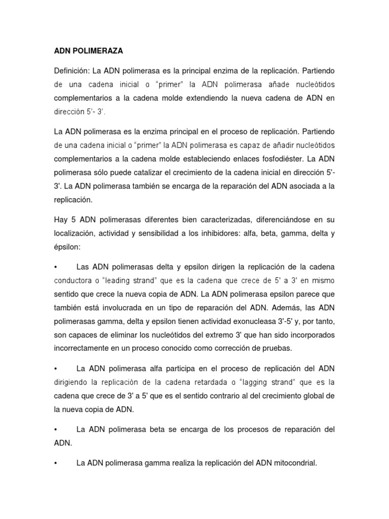 Adn Polimeraza | PDF | Operón | Rna