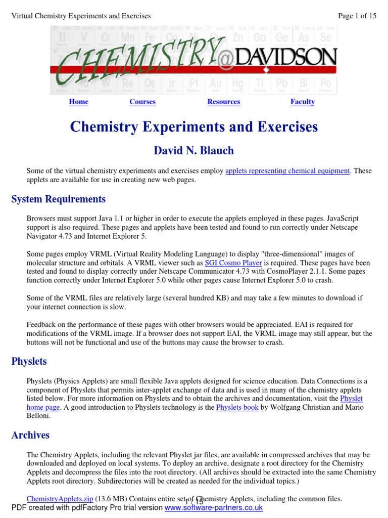 Virtual Chemistry Experiments and Exercises | PDF | Molecular Orbital ...