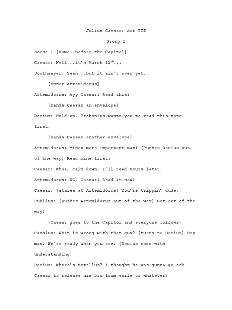 Julius Caesar - Act III Script | PDF | Ancient Roman Government ...