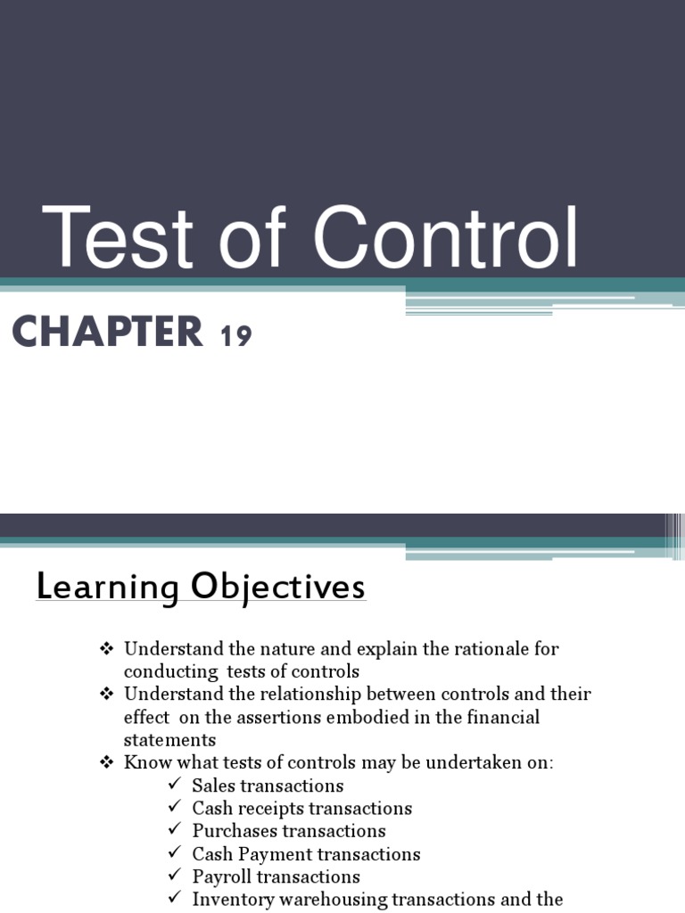 Tests of Controls in Auditing Processes | PDF | Debits And Credits ...