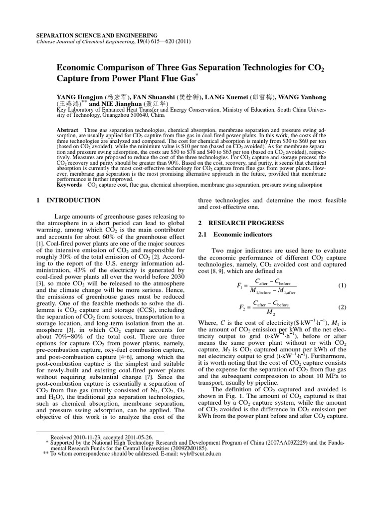Cost Analysis of CO2 Capture Technologies | PDF | Carbon Capture And ...
