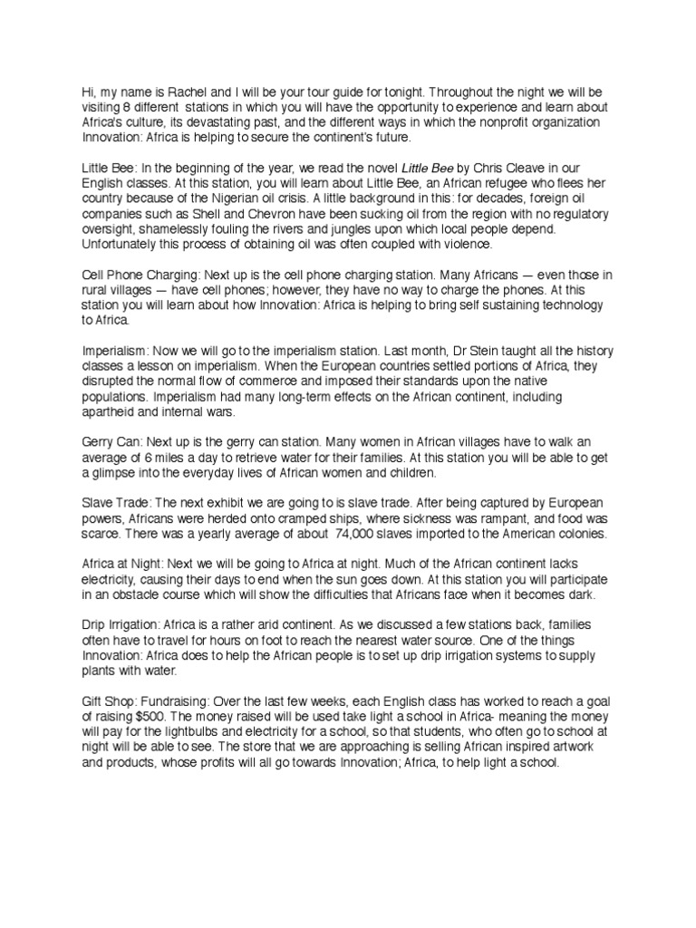 Tour Guide Script | Download Free PDF | Africa | Slavery
