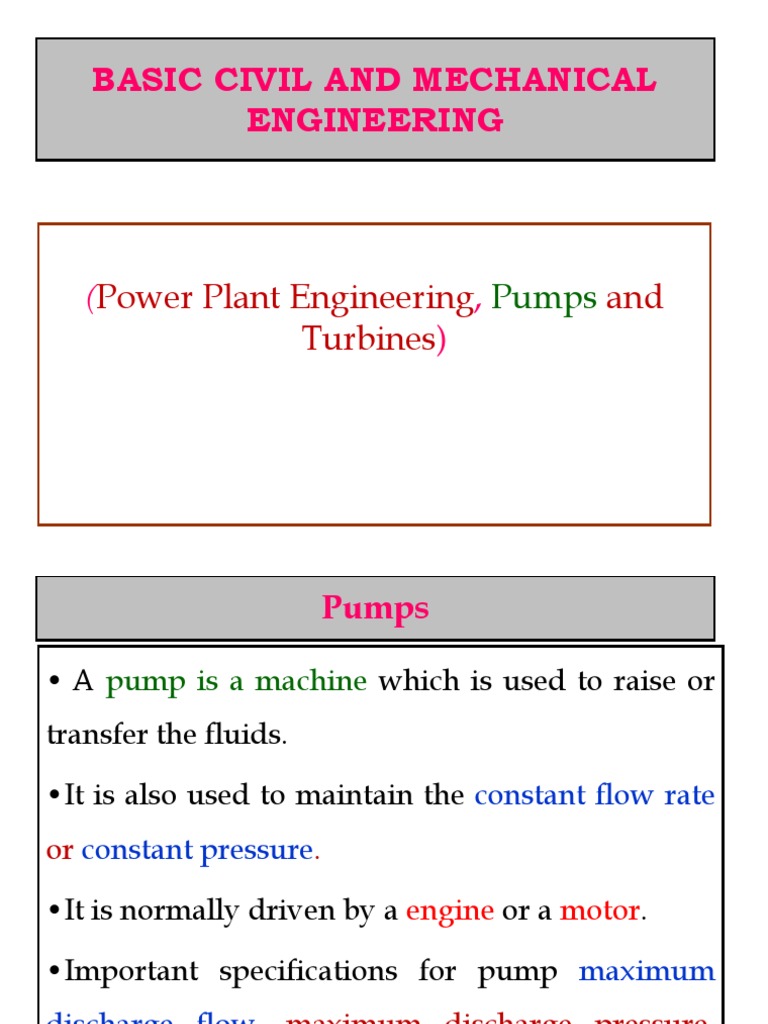 Basic Civil and Mechanical Engineering | PDF | Pump | Civil Engineering