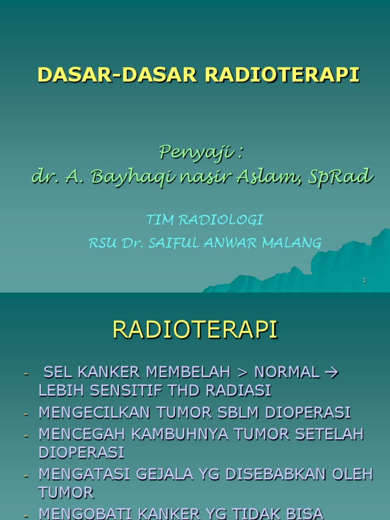Dasar-Dasar Radioterapi Bayhaqi | PDF