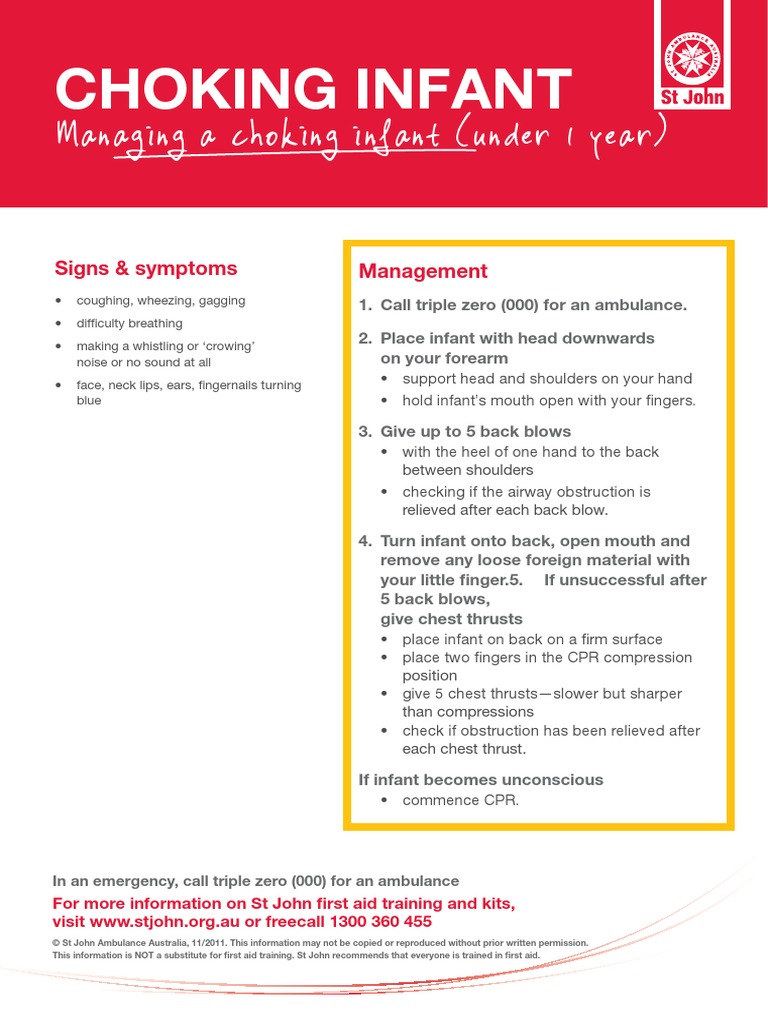 Choking Management for Infants | PDF
