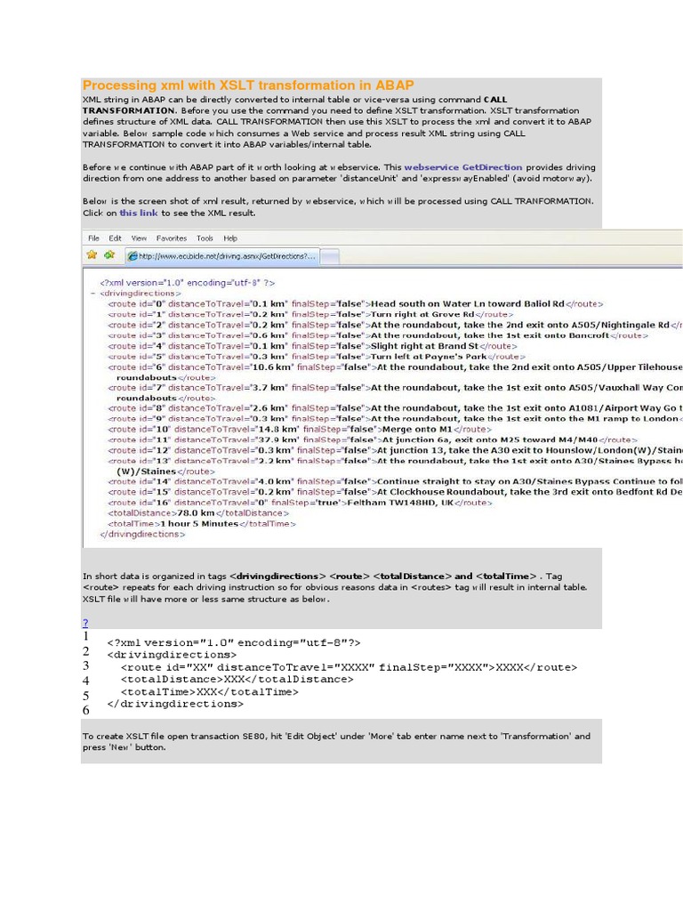 Processing XML With XSLT Transformation in ABAP | PDF | Xslt | Xml