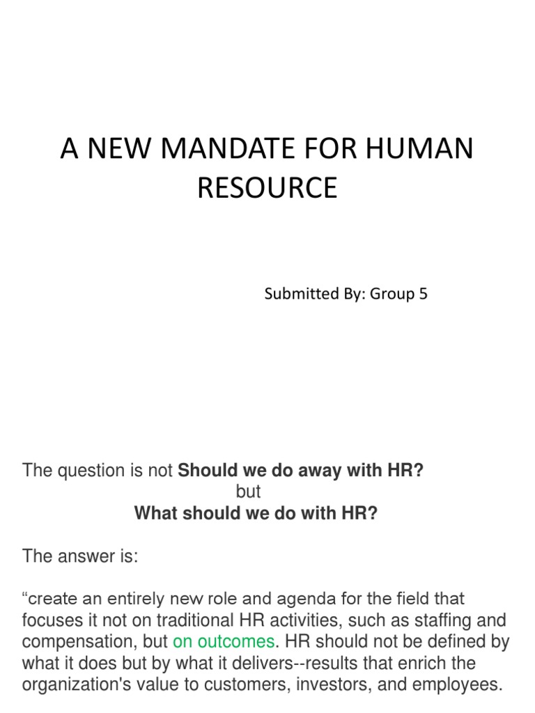 New HR Mandate for Strategic Impact | PDF | Human Resource Management ...