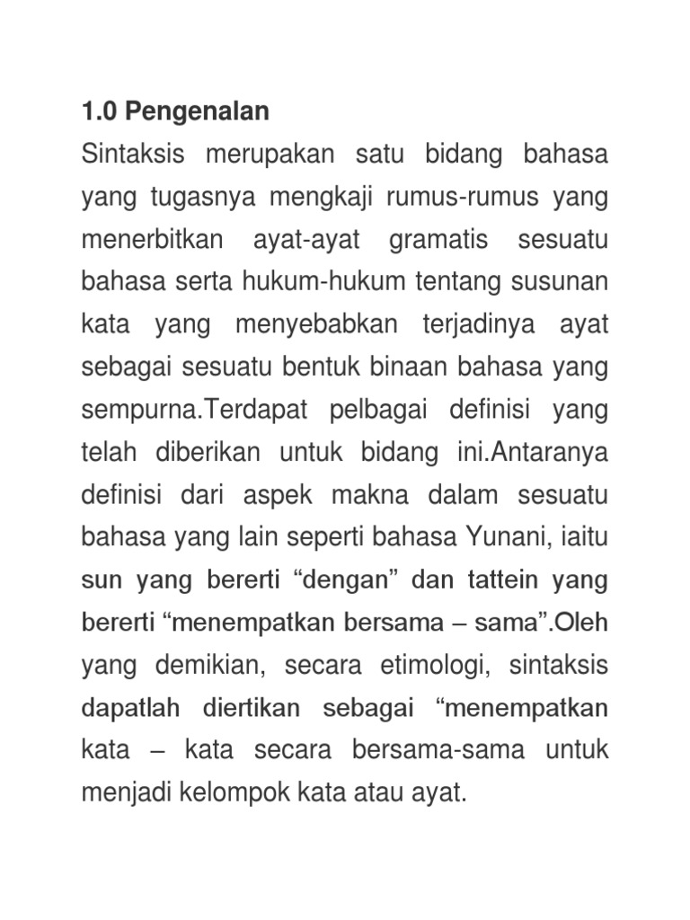 Contoh Analisis Sintaksis 1 | PDF
