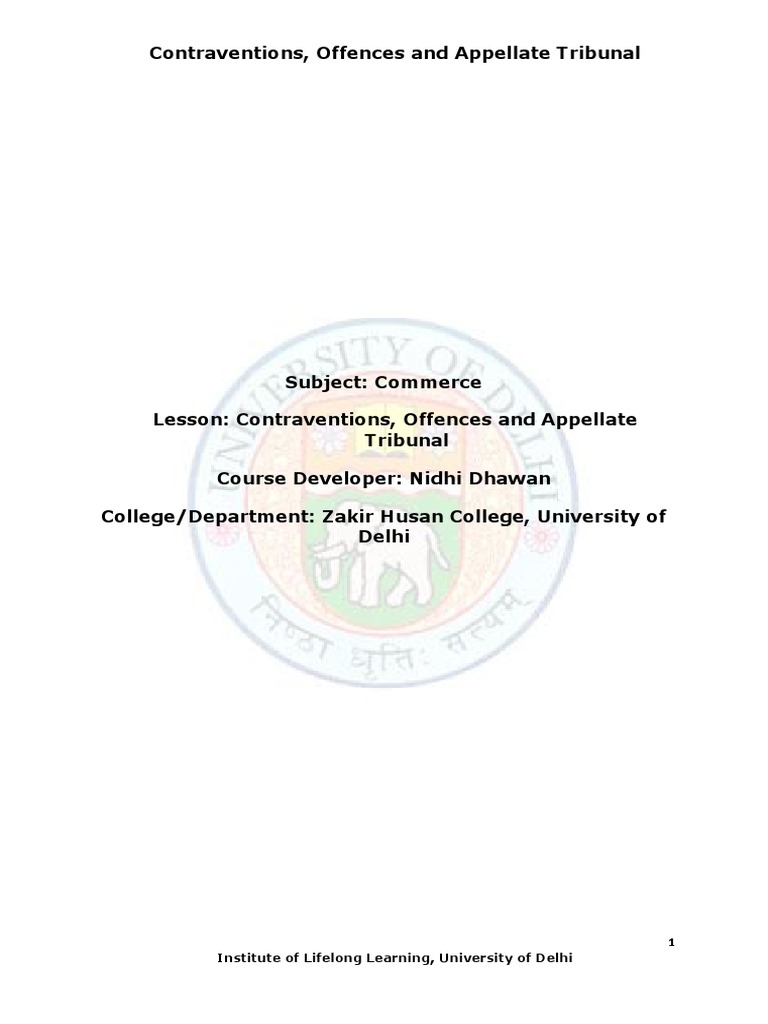 Contraventions, Offences and Appellate Tribunal | PDF | Crime & Violence | Crime Thriller