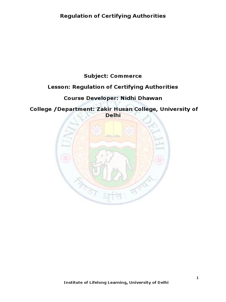 Regulation of Certifying Authorities | PDF | Public Key Cryptography ...