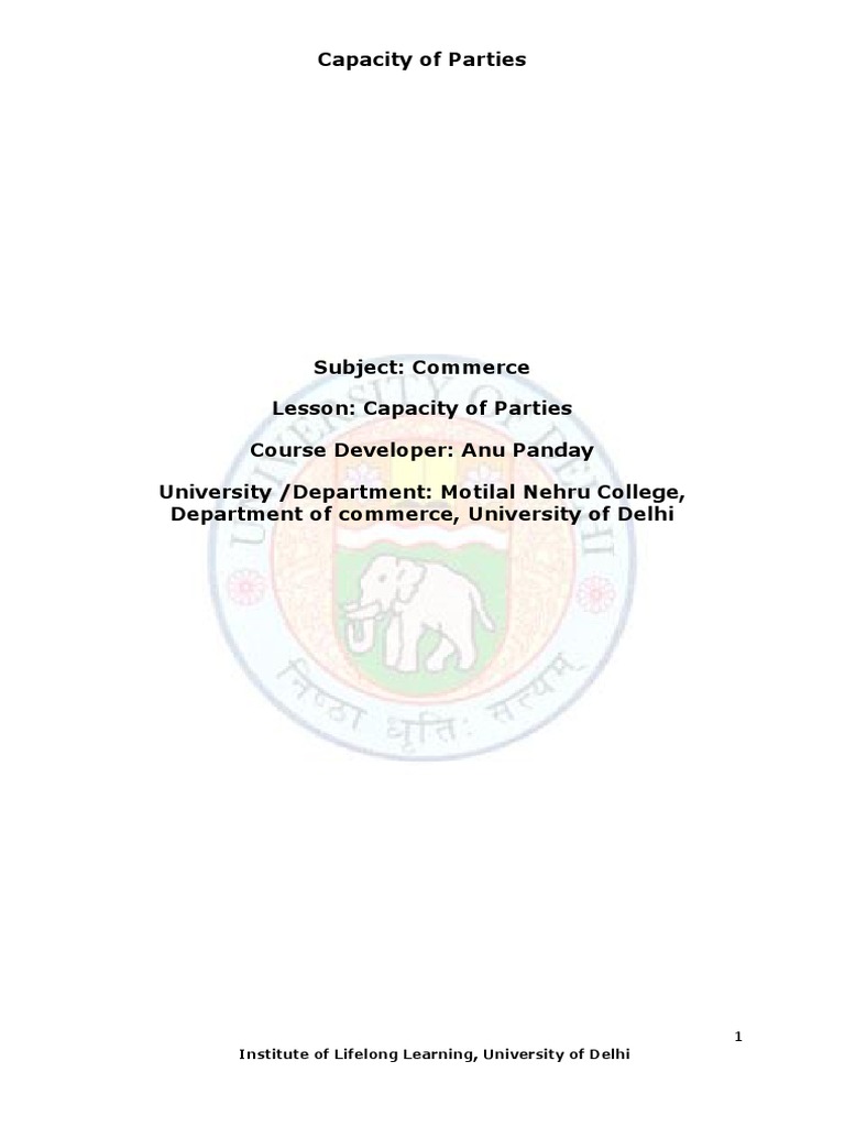 Capacity of Parties | PDF