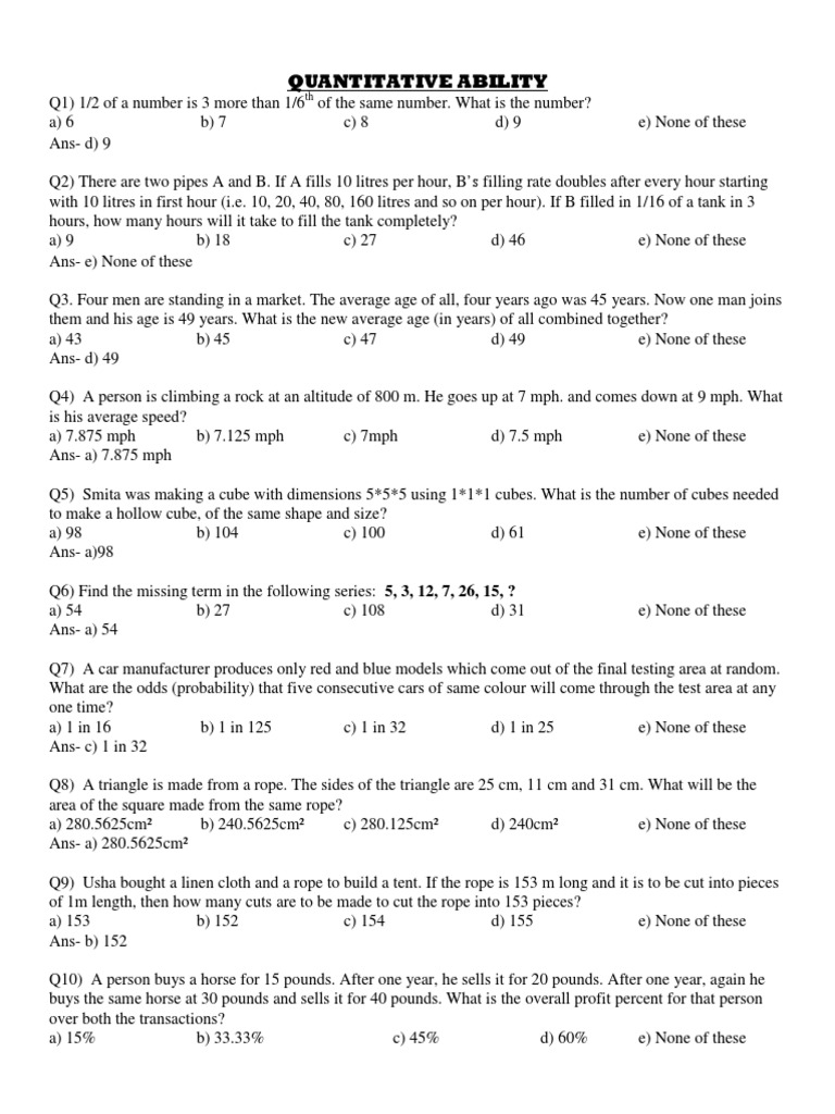 Aptitude Practice Questions | PDF | Science | Teaching Mathematics