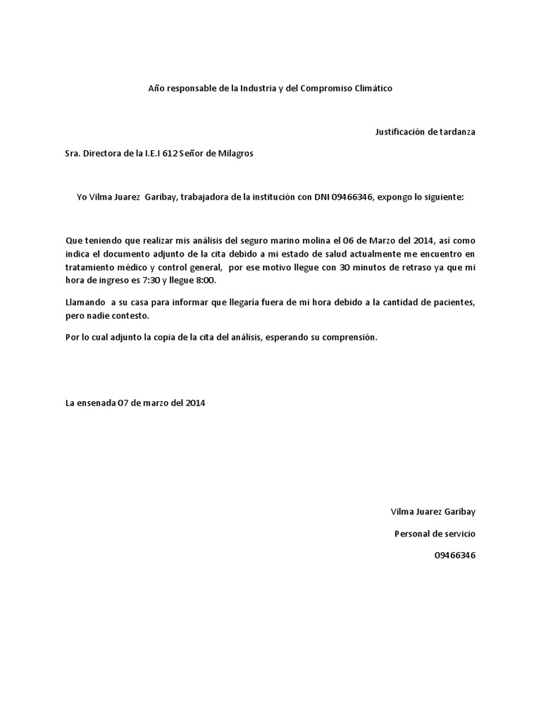 Justificacion de Tardanza | PDF